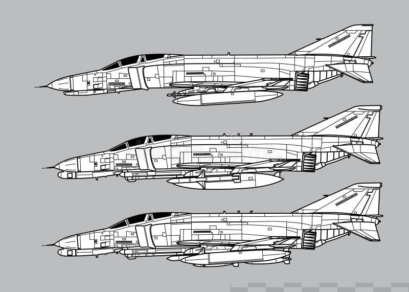 McDonnell Douglas F-4E Phantom II. Vector Drawing of Multirole Fighter ...