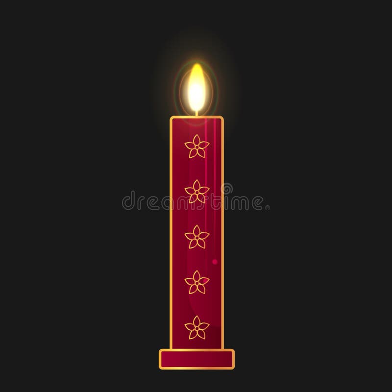 Vector Drawing O.f Candle Holder with Burning Candle. Wax Candle with ...