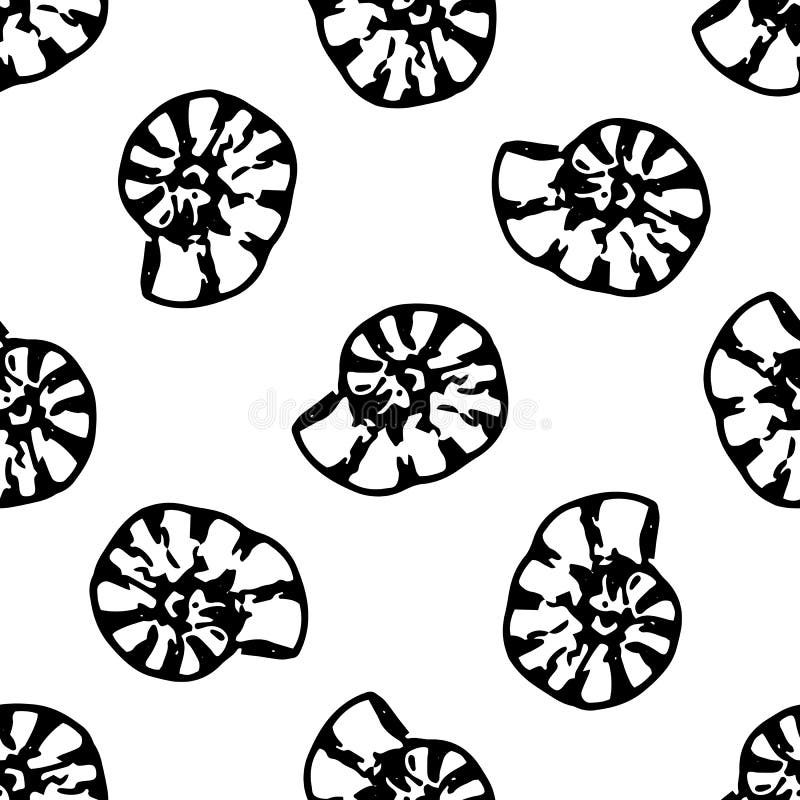 A Pattern of a Spiral Shell Icon in Stripes. Seamless Doodle-style ...