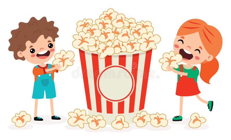 Vector Drawing of a Popcorn Stock Illustration - Illustration of ...