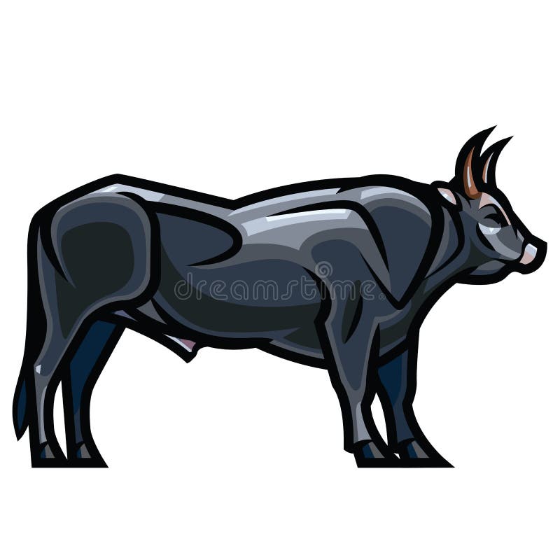 Vector Drawing - Powerful Horned Bull Stock Vector - Illustration of ...