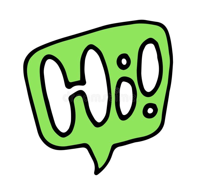 Vector Drawing of a Rectangular Speech Bubble with the Text Hello with ...