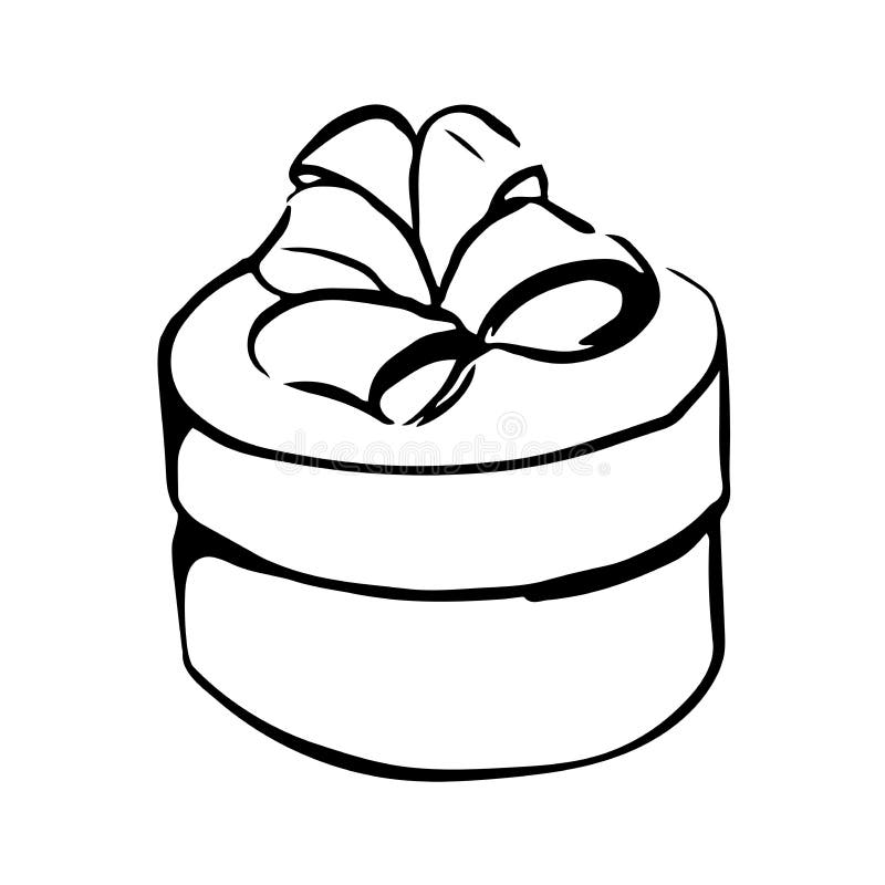 Vector Drawing of Round Box with Ribbon Stock Vector - Illustration of ...