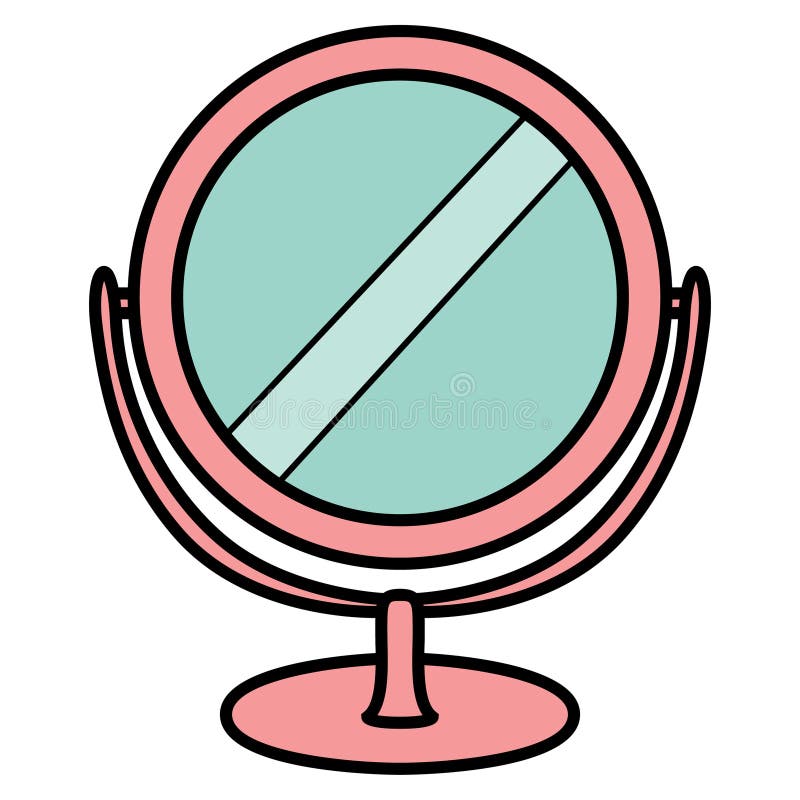 A Vector Drawing of a Round Table Mirror Flat Icon Stock Vector ...