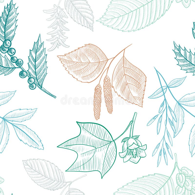Vector Drawing Seamless Pattern Stock Vector - Illustration of plant ...