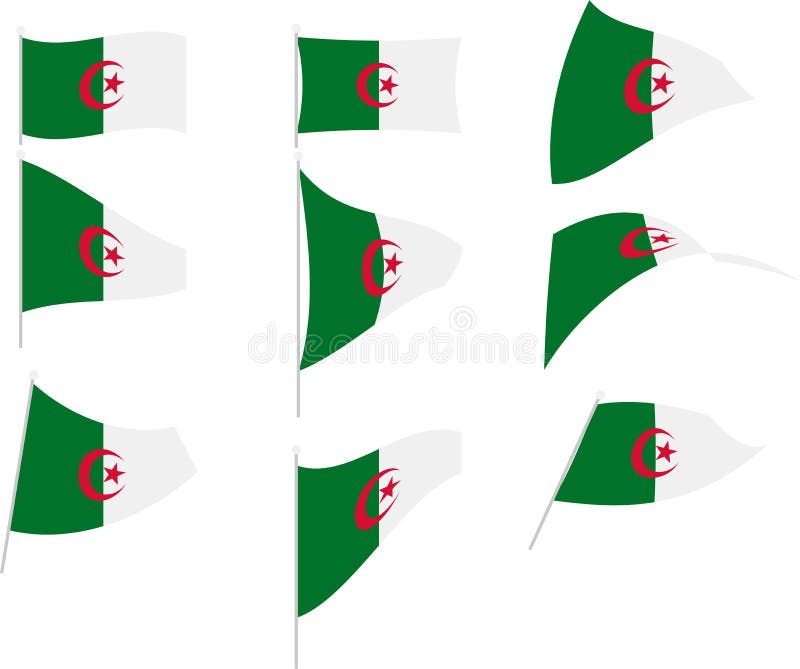 Vector Illustration of Set with Algeria Flag Stock Vector ...
