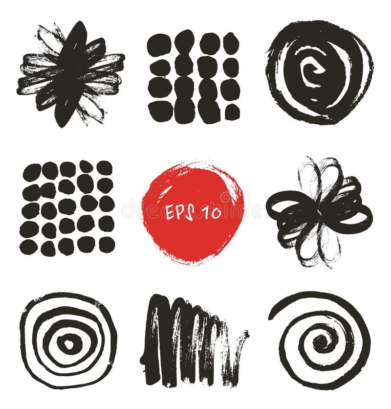 Vector Drawing Set with Decorative Ink Drawn Elements. Grunge Abstract ...