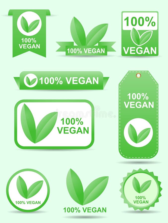 Vector Drawing. Set of Signs 100 Vegan Stock Vector - Illustration of ...