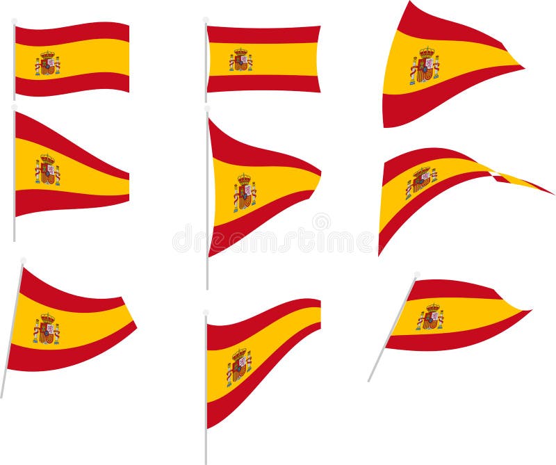 Vector Illustration of Set with Spain Flag Stock Vector - Illustration ...