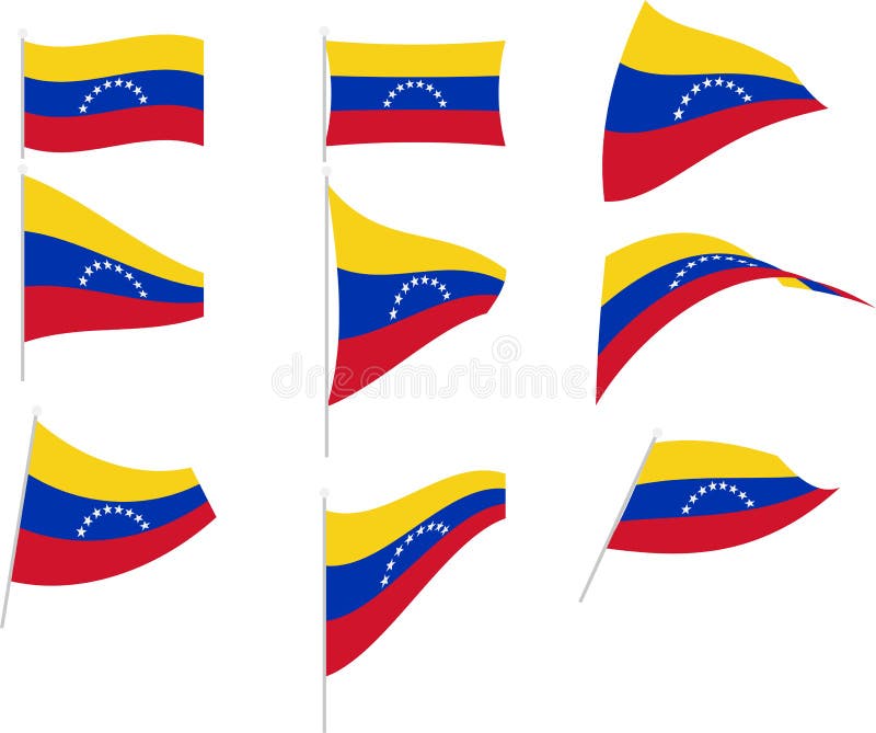 Vector Illustration of Set with Venezuela Flag Stock Vector ...