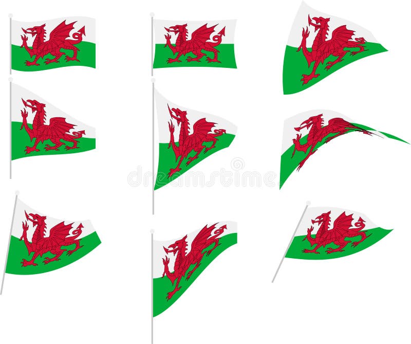 Vector Illustration of Set with Wales Flag Stock Vector - Illustration ...