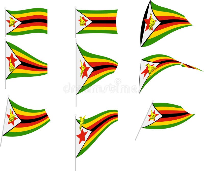 Vector Illustration of Set with Zimbabwe Flag Stock Vector ...