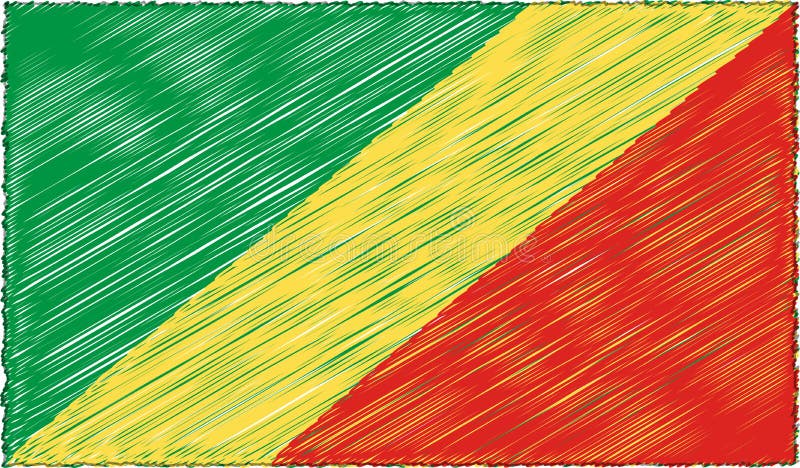 Vector Illustration of Sketch Style Congo Republic Flag Stock Vector ...