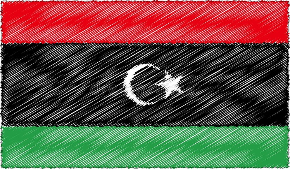 Vector Illustration of Sketch Style Libya Flag Stock Vector ...
