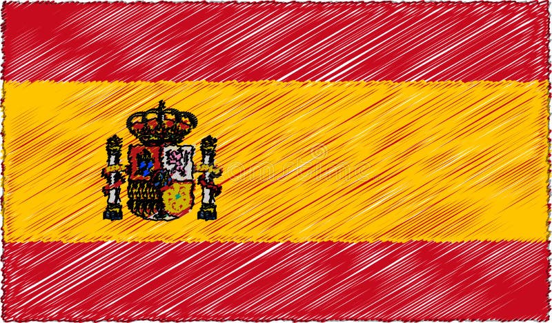 Vector Illustration of Sketch Style Spain Flag Stock Vector ...