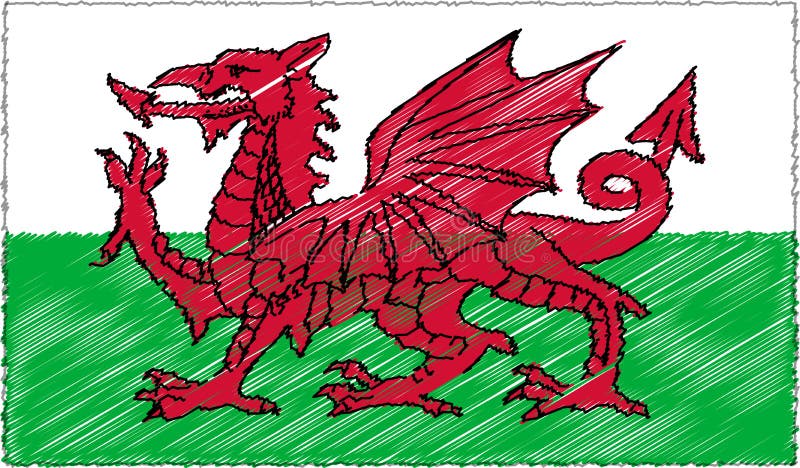Vector Illustration of Sketch Style Wales Flag Stock Vector ...