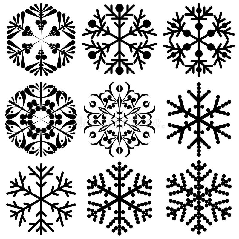 Vector Drawing of Snowflakes, a Six-pointed Star Stock Illustration ...