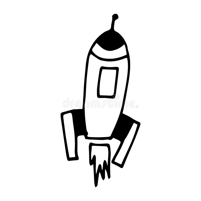 Vector Drawing of a Spaceship a Rocket Doodle Stock Vector ...