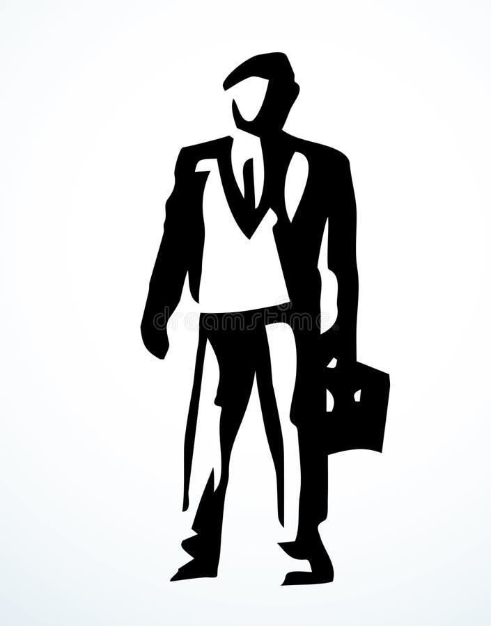 Vector Drawing. Standing Businessman Sign Stock Illustration ...
