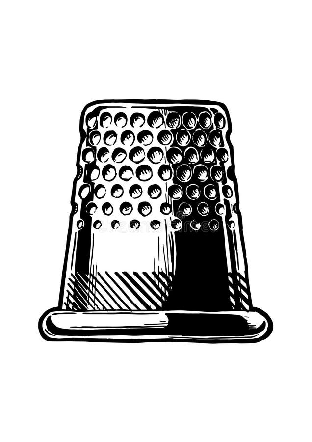 Vector drawing of thimble stock vector. Illustration of clothing - 92394810