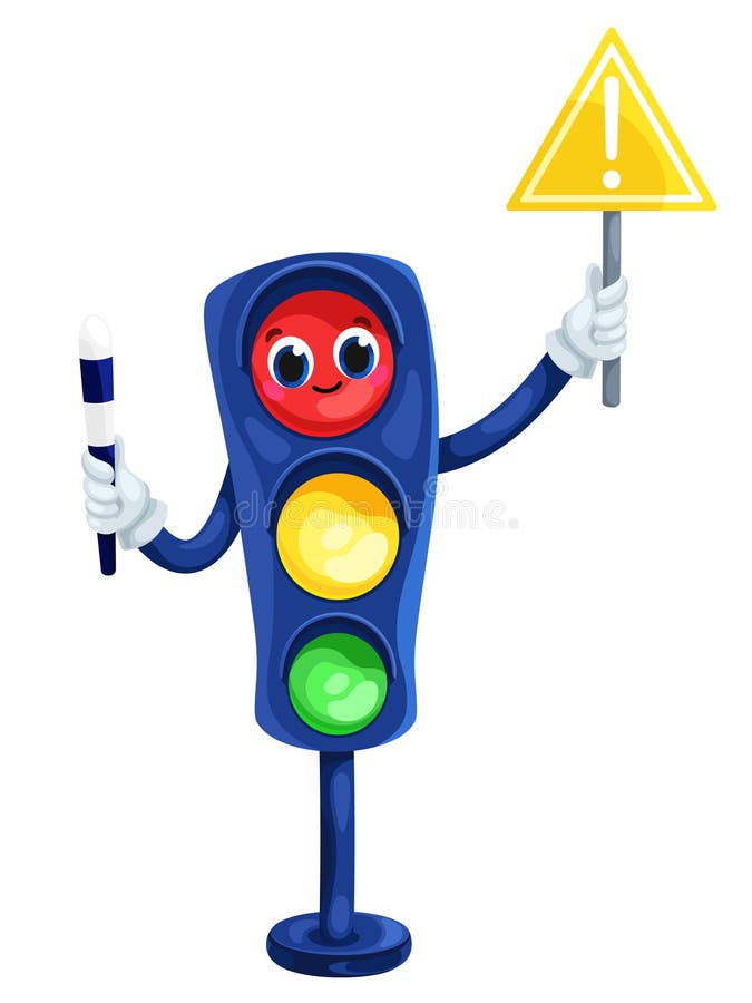 Vector Drawing of a Traffic Light with a Sign Attention Stock ...