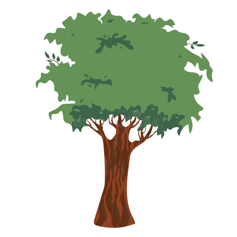 Vector Drawing of a Tree with a Crown and a Trunk. Stock Illustration ...