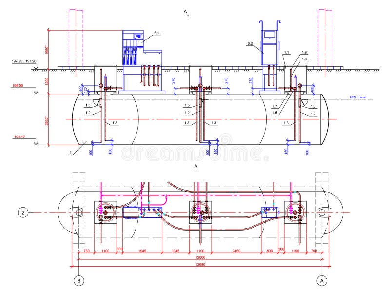 Vector Drawing of the Underground Tank Stock Vector - Illustration of ...