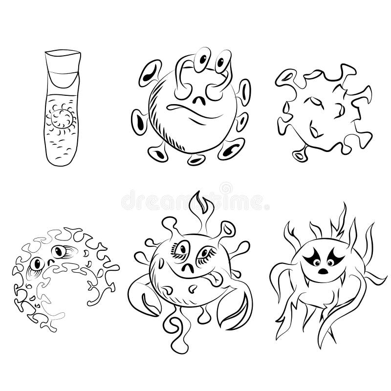 Vector Drawing of Various Smiling Germs Stock Vector - Illustration of ...