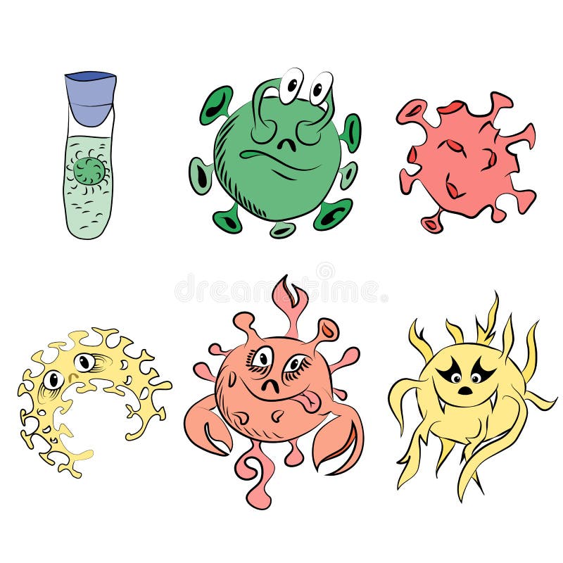 Vector Drawing of Various Smiling Germs Stock Vector - Illustration of ...