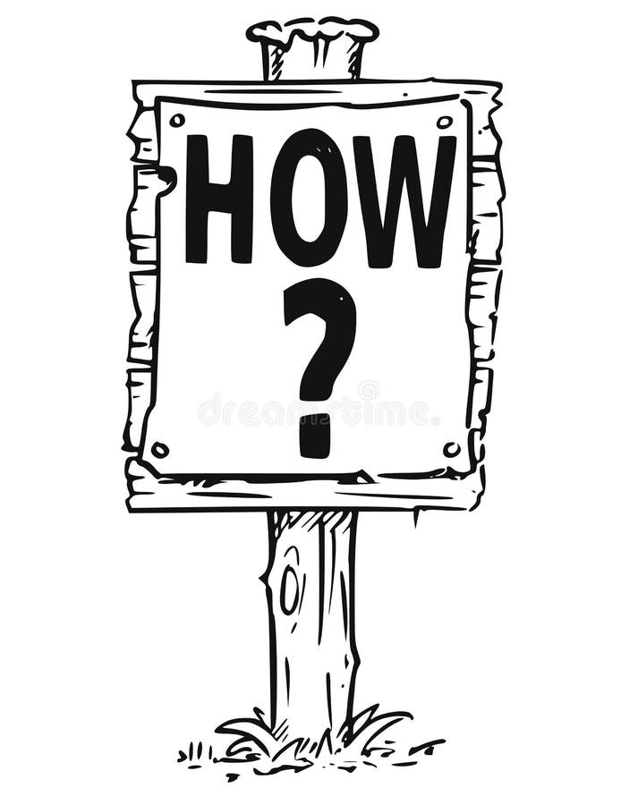 Wooden Sign Board Drawing with How Text Stock Vector - Illustration of ...