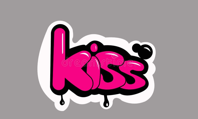 Vector Drawing of the Word Kiss, Can Be Used As a Sticker, Icon Stock ...