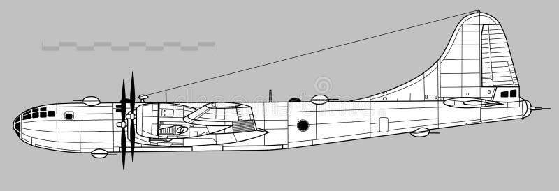 Boeing B-29 Superfortress. Vector Drawing of World War 2 Heavy Bomber ...