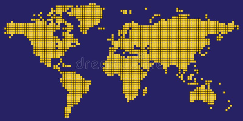 Yellow Square Dotted World Map Vector Stock Vector - Illustration of ...