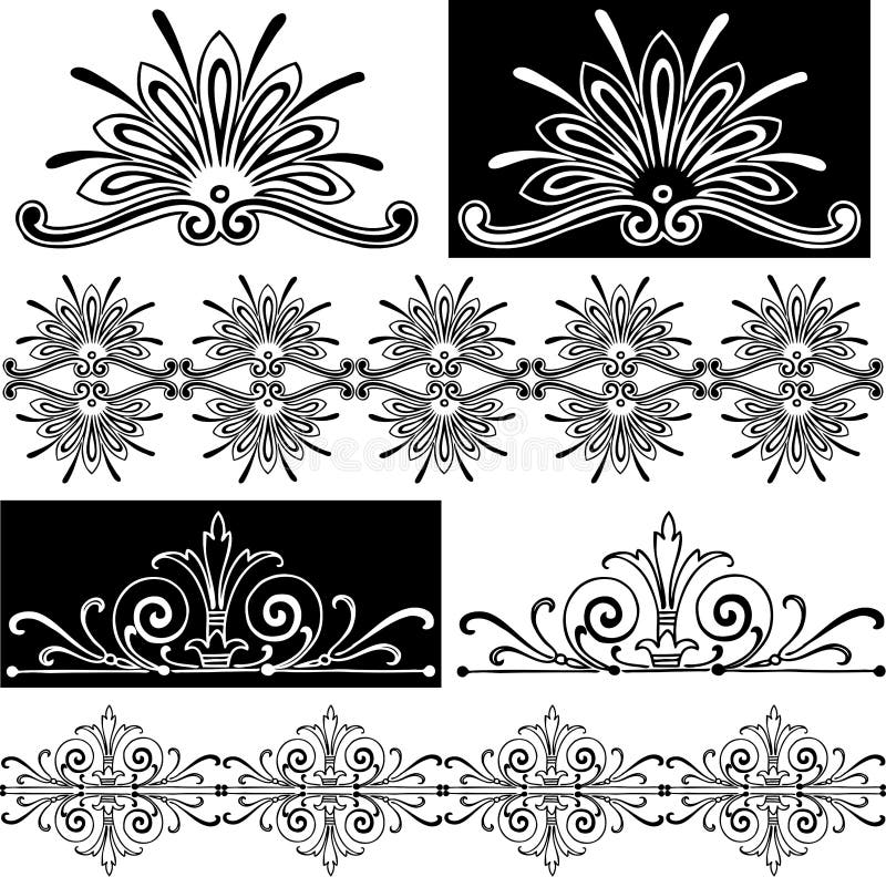 Vector Drawings of Decorative Vintage Design Elements Stock Vector ...