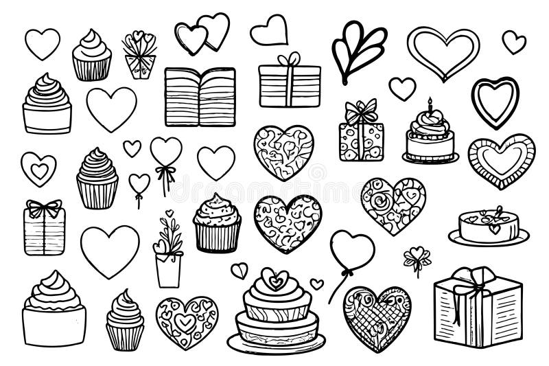 Vector with Drawings for Valentine S Day. Sketch Set Hand Drawn Design ...