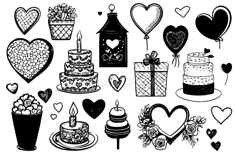 Vector with Drawings for Valentine S Day. Sketch Set Hand Drawn Design ...