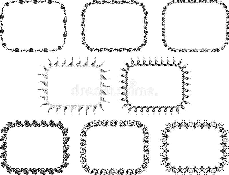 Vector Drawings of Various Decorative Frames in Vintage Style Stock ...