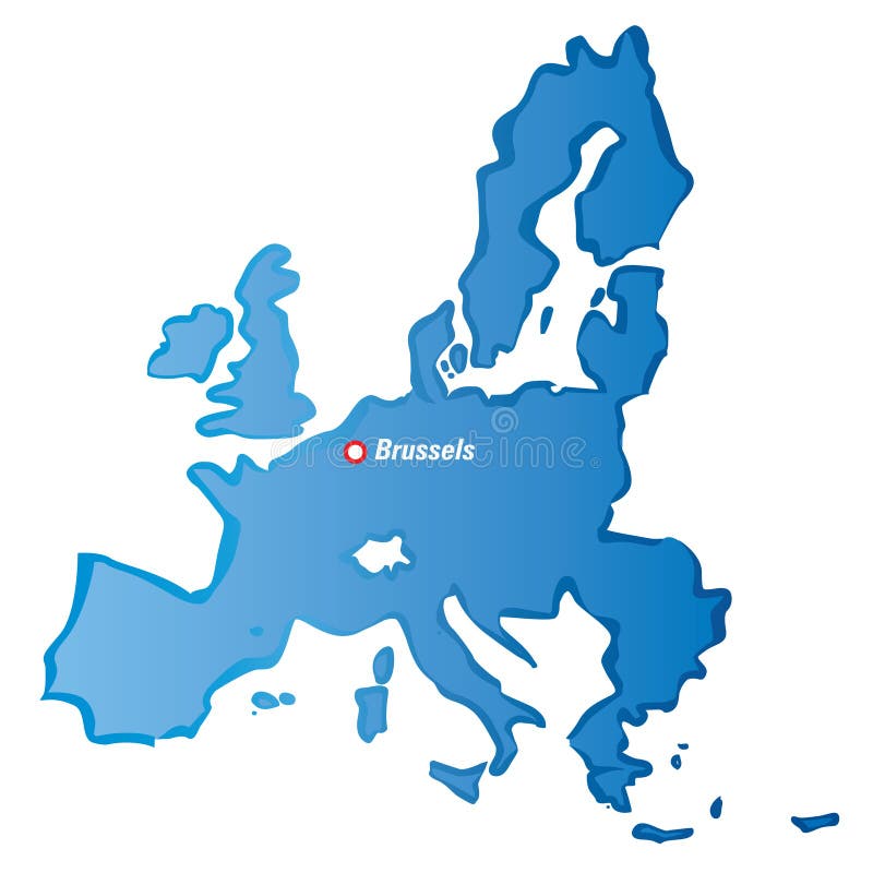 Vector Drawn European Union Borders and Brussels Stock Illustration ...