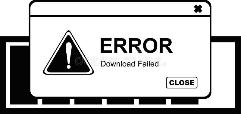 Vector Drawn Illustration Black and White Icon Download Failed Error ...