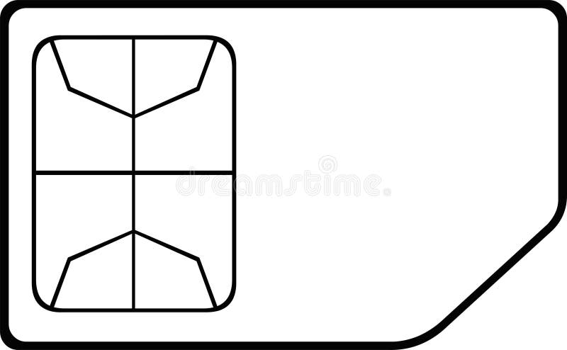 Vector Drawn Illustration Black and White Icon SIM Card Smartphone ...