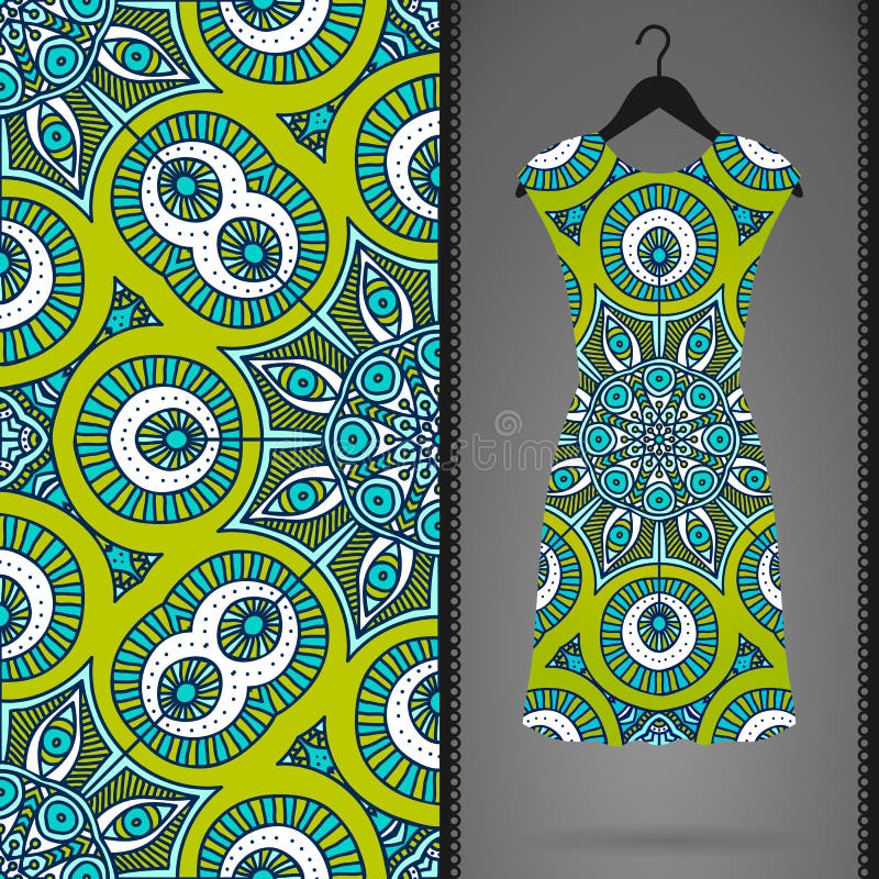 Vector Dress with Seamless Pattern Stock Vector - Illustration of decor ...