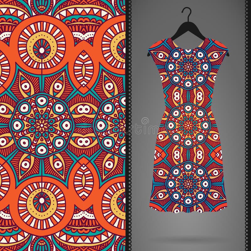 Vector Dress with Seamless Pattern Stock Vector - Illustration of ...