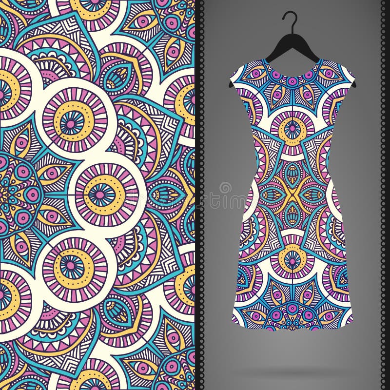 Vector Dress with Seamless Pattern Stock Illustration - Illustration of ...