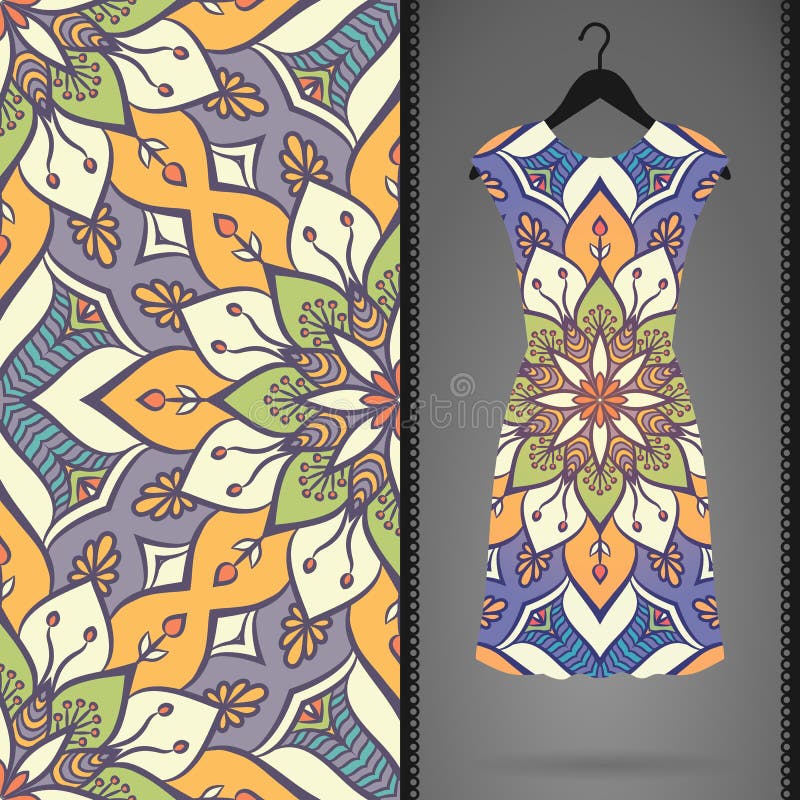 Vector Dress with Seamless Pattern Stock Vector - Illustration of ...