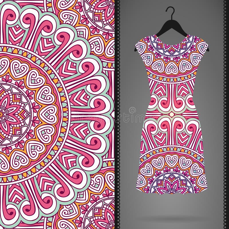 Vector Dress with Seamless Pattern Stock Illustration - Illustration of ...