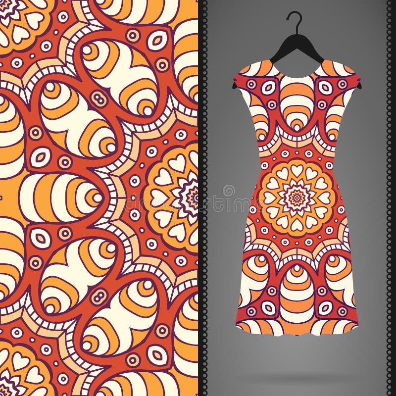Vector Dress with Seamless Pattern Stock Vector - Illustration of ...