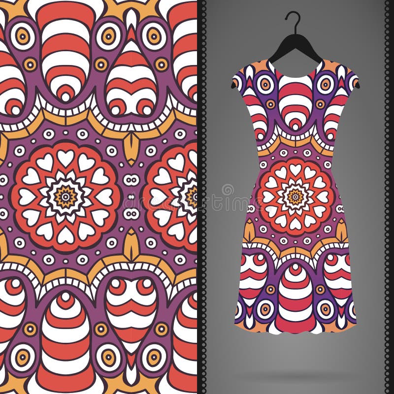 Vector Dress with Seamless Pattern Stock Vector - Illustration of ...