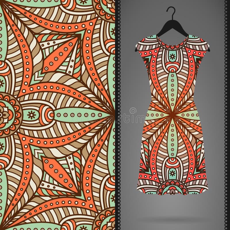 Vector Dress with Seamless Pattern Stock Illustration - Illustration of ...