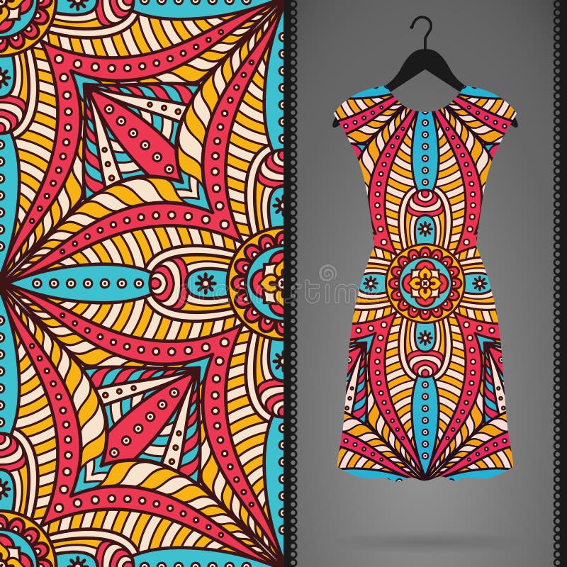 Vector Dress with Seamless Pattern Stock Vector - Illustration of ...