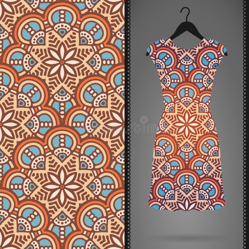 Vector Dress with Seamless Pattern Stock Vector - Illustration of ...